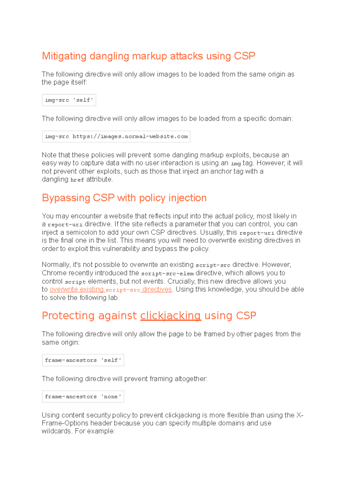 Dangling markup injection - Protecting against clickjacking using CSP ... Dangling markup injection - Protecting against clickjacking using CSP ...