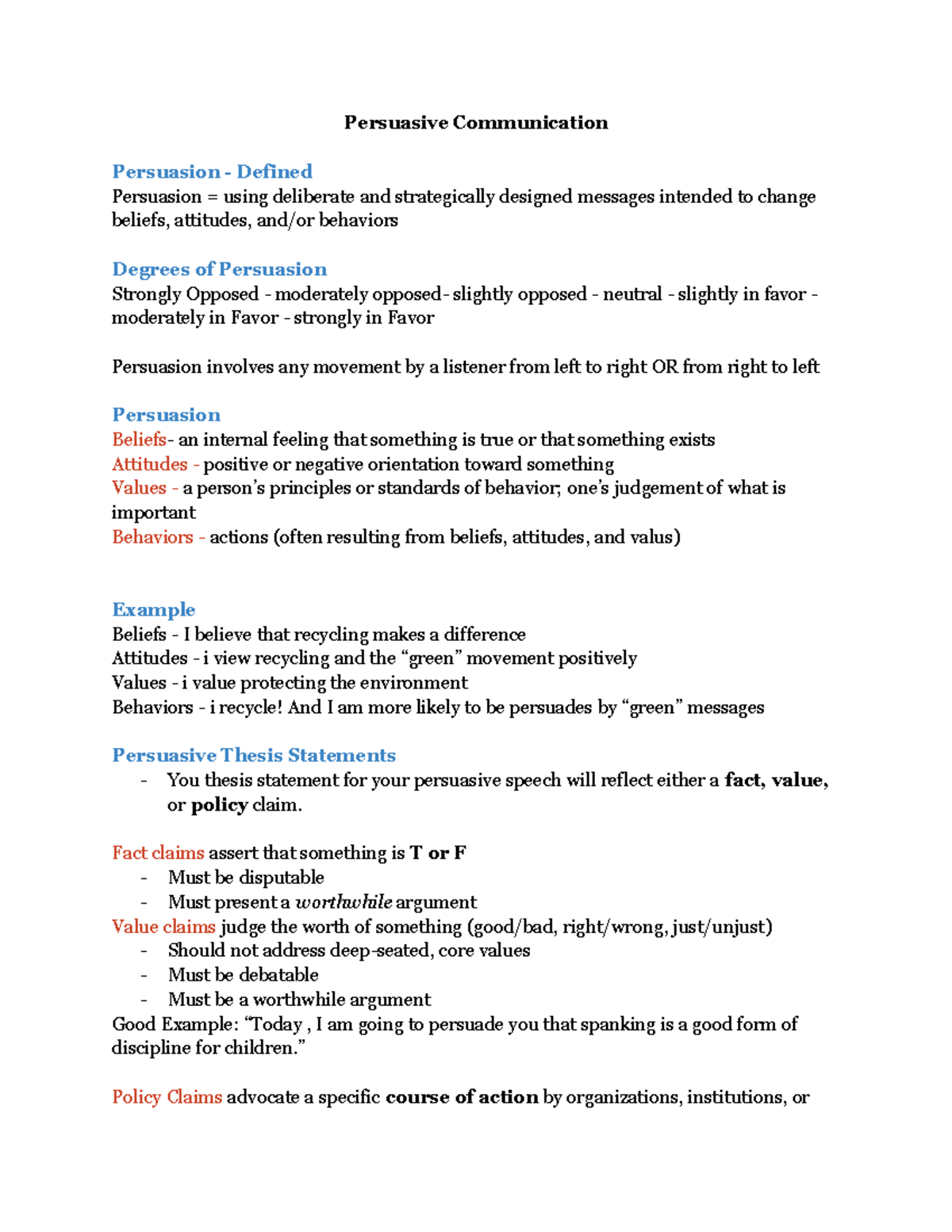 Summary of Lecture Notes for the whole semester - Persuasive ...