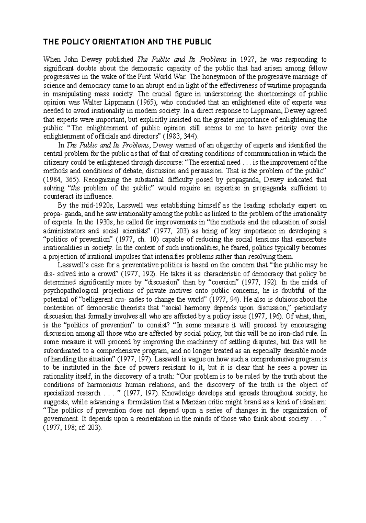 THE Policy Orientation AND THE Public - THE POLICY ORIENTATION AND THE ...