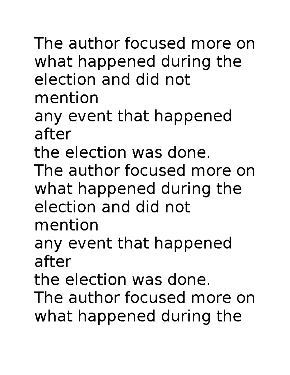 Output no.2 Reflection paper - The author focused more on what happened ...