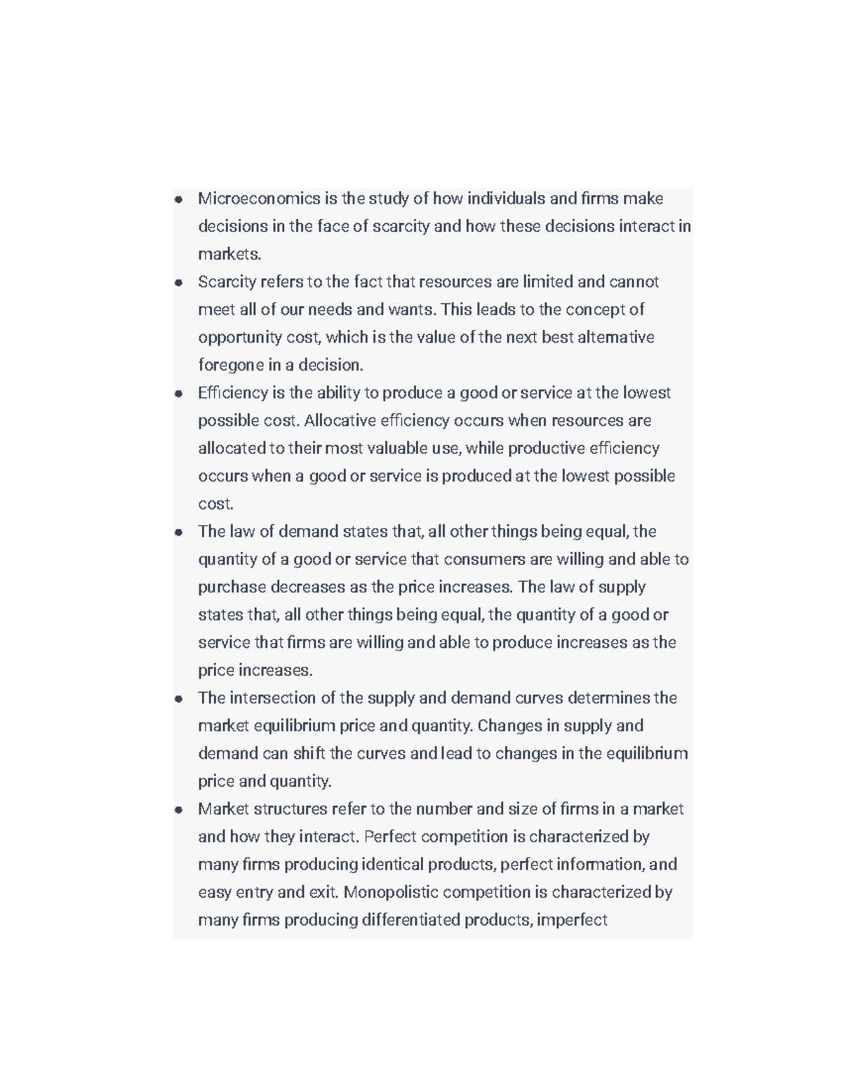 Introduction to Microeconomics Notes - Microeconomics is the study of ...