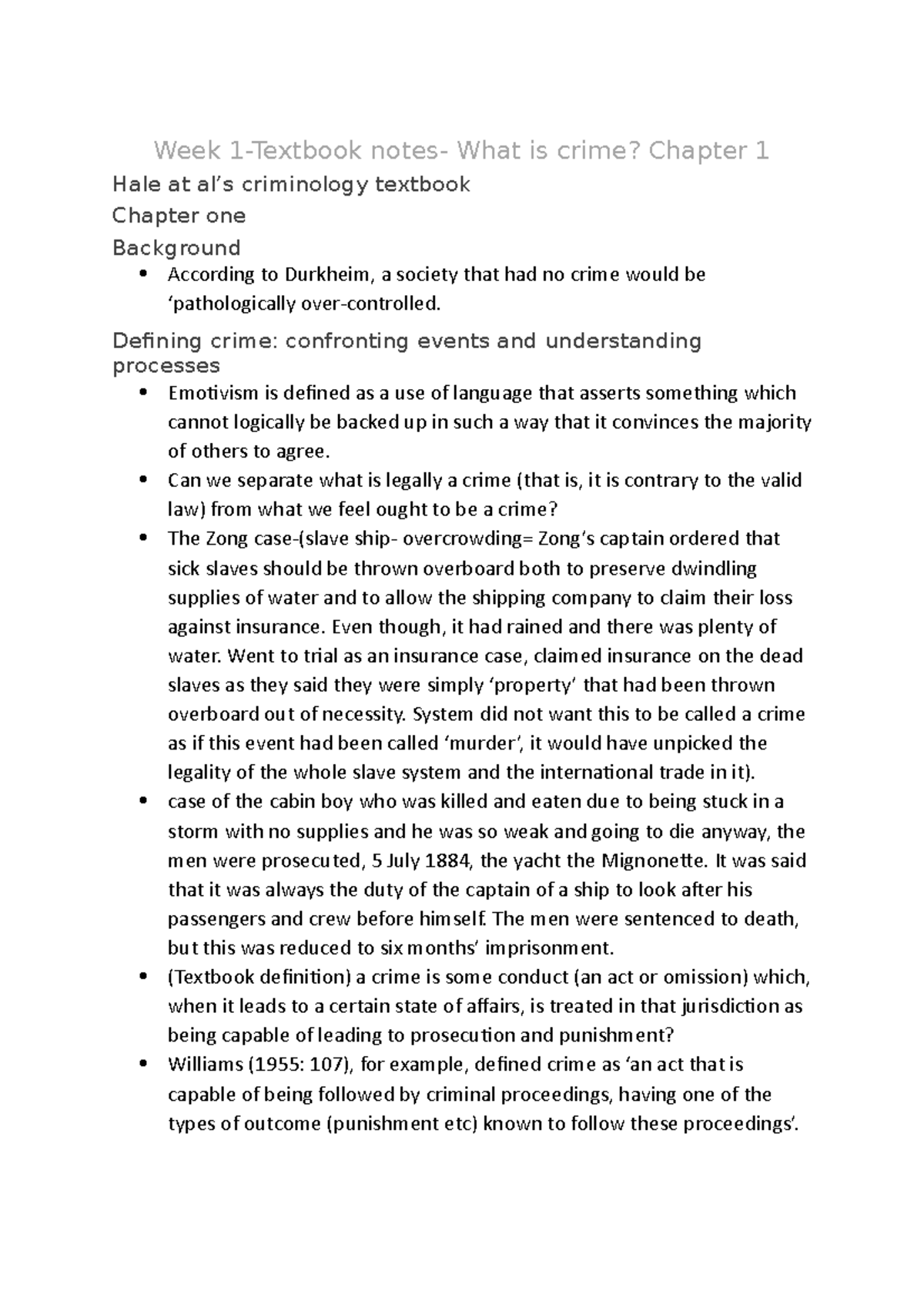 Introduction to criminology Assigned Reading summaries- week 1 ...