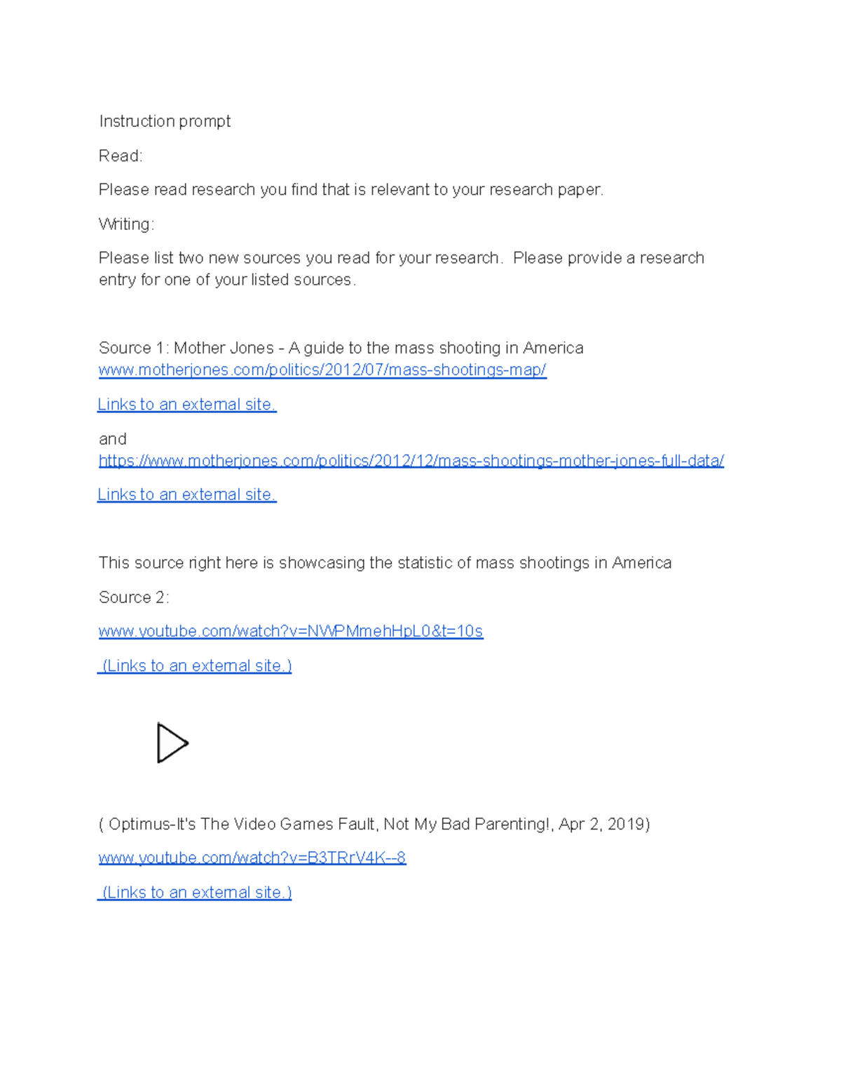8.2 Reading and Writing - Google Docs - Instruction prompt Read: Please read research you find ...