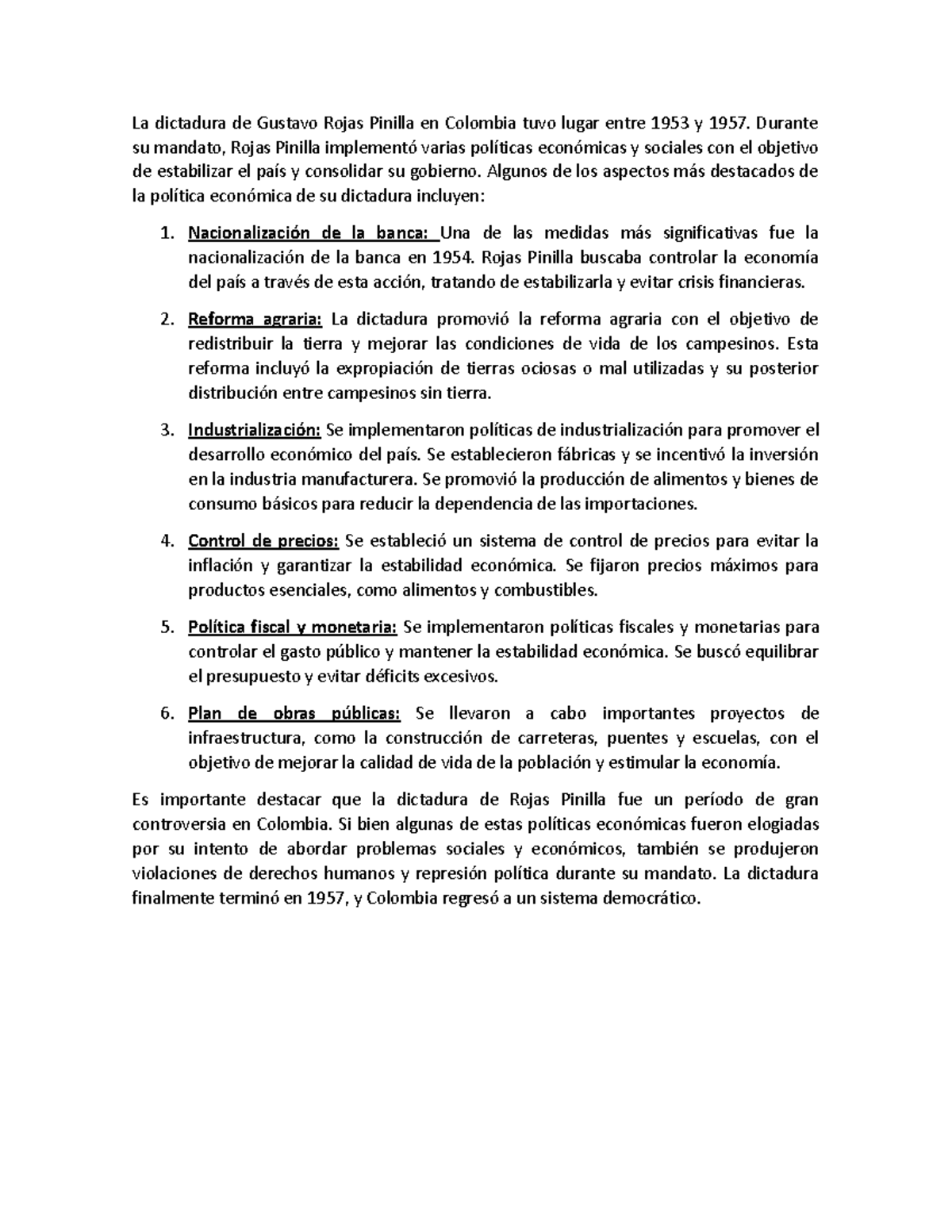 La dictadura de Gustavo Rojas Pinilla - Durante su mandato, Rojas ...