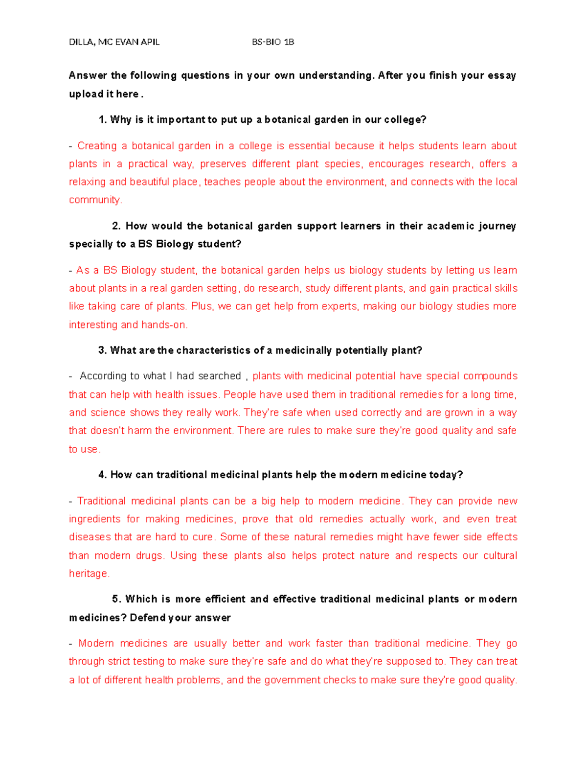 Ethnobiology - Learn - DILLA, MC EVAN APIL BS-BIO 1B Answer the ...