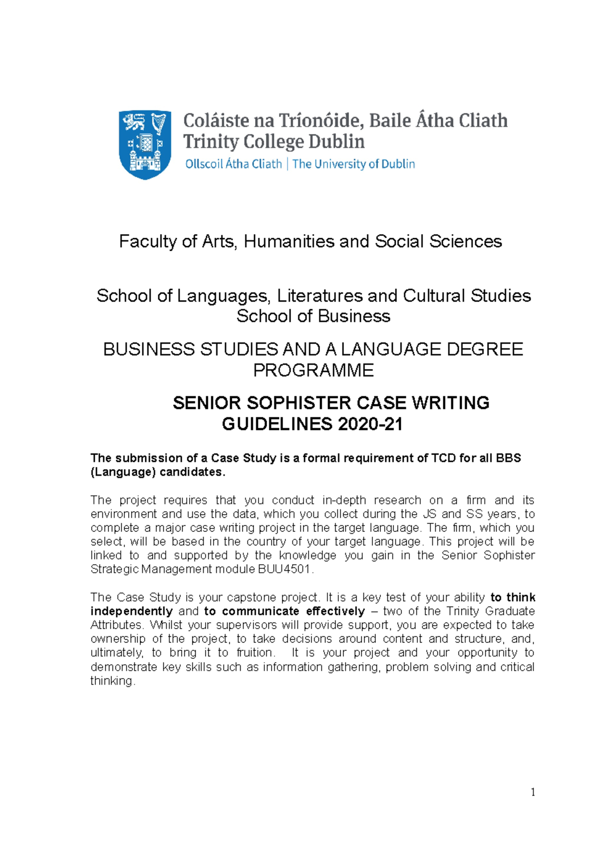 Case Study Guidelines Handbook 2020-21 - Faculty of Arts, Humanities ...