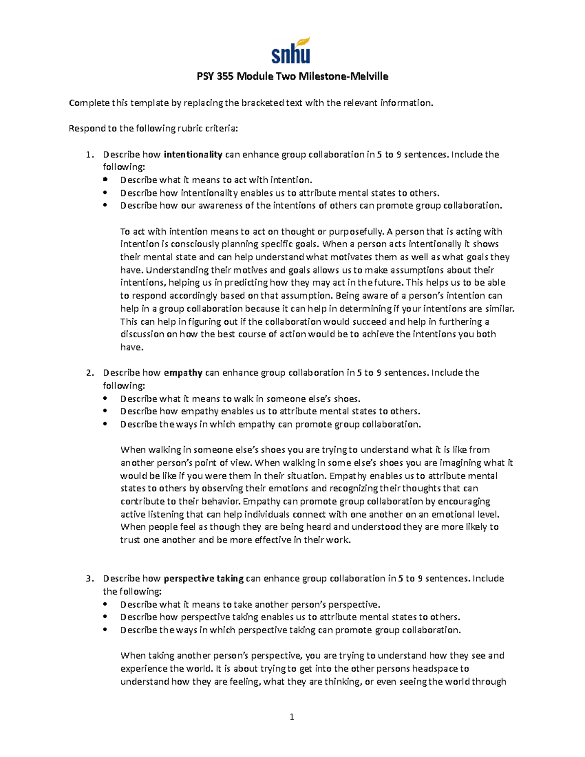 PSY 355 Module Two Milestone-Melville - PSY 355 Module Two Milestone ...
