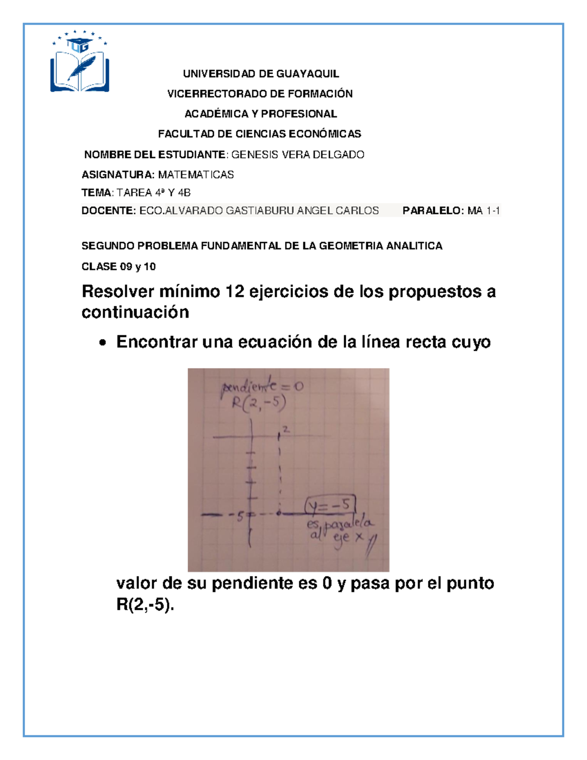 4a y 4b matematicas - ejercicios - UNIVERSIDAD DE GUAYAQUIL ...