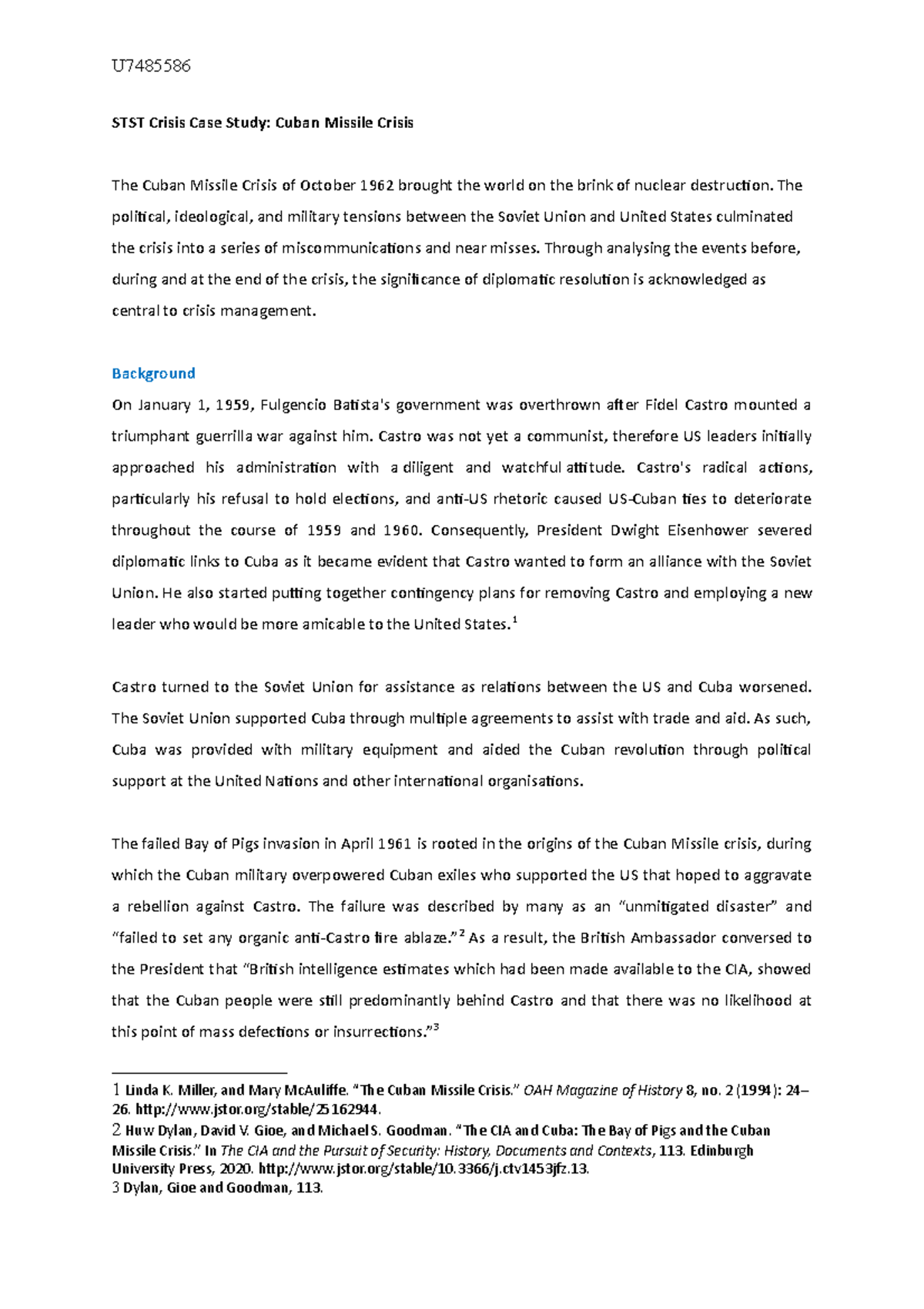 STST Crisis Case Study Cuban Missile Crisis - The political ...