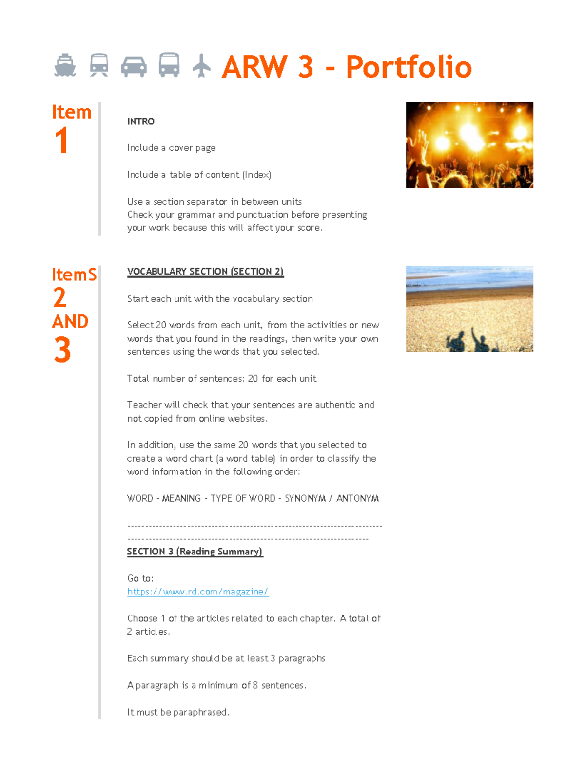ARW 3 - Portfolio Items AND Instructions - ARW 3 - Portfolio Item 1 ...