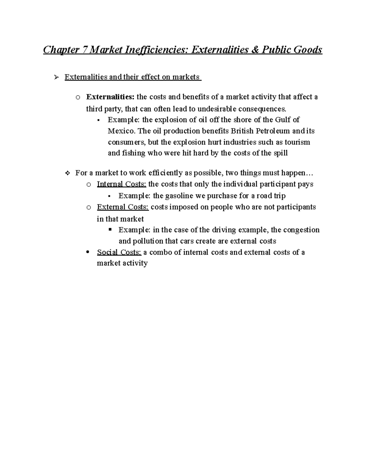 Micro Econ Chapter 7Notes - Micro Economics - Chapter 7 Market ...