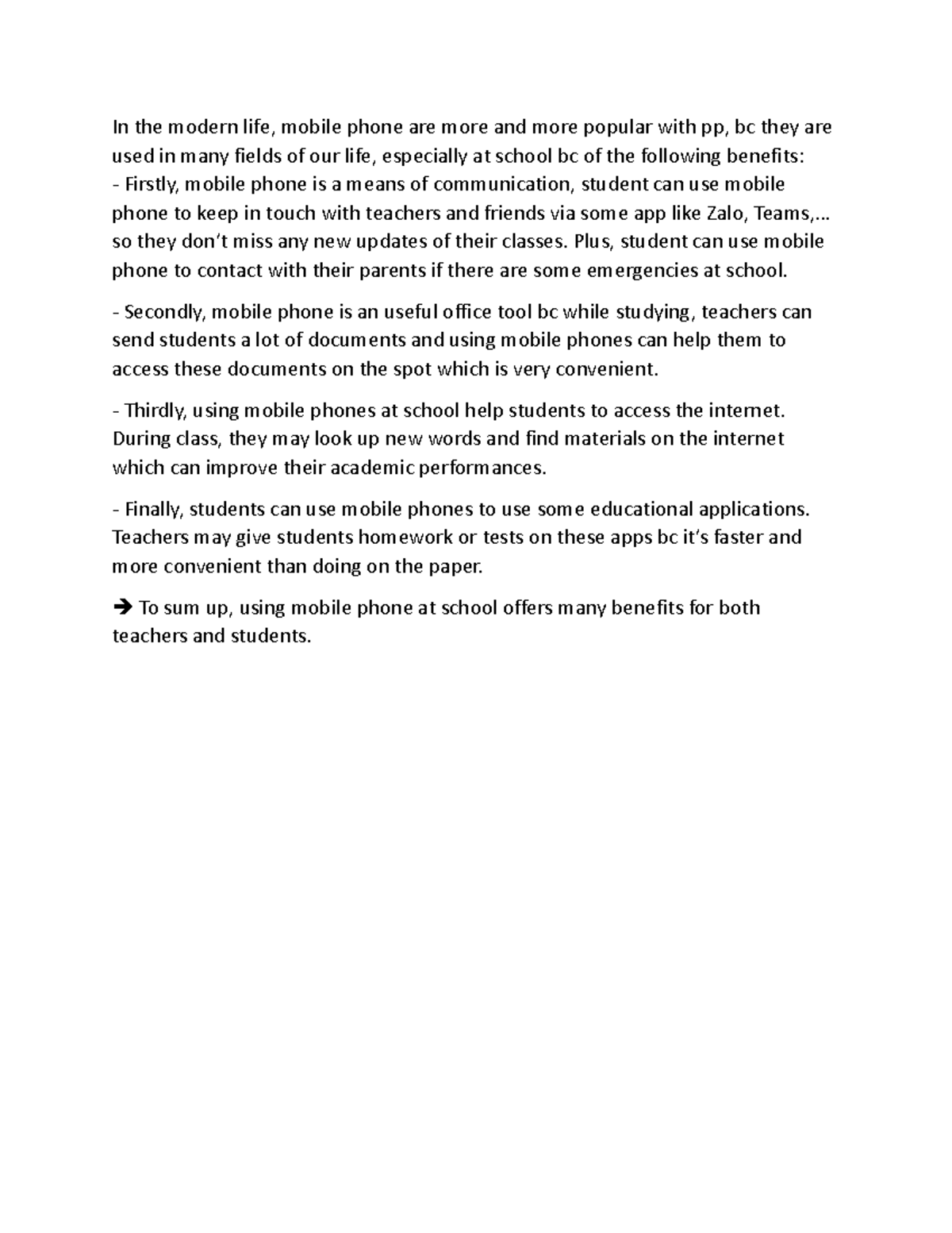 Mobile phone - .. so they don’t miss any new updates of their classes ...