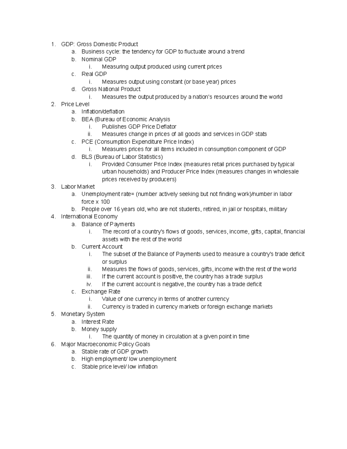 Chapter 5 GDP - GDP: Gross Domestic Product a. Business cycle: the ...
