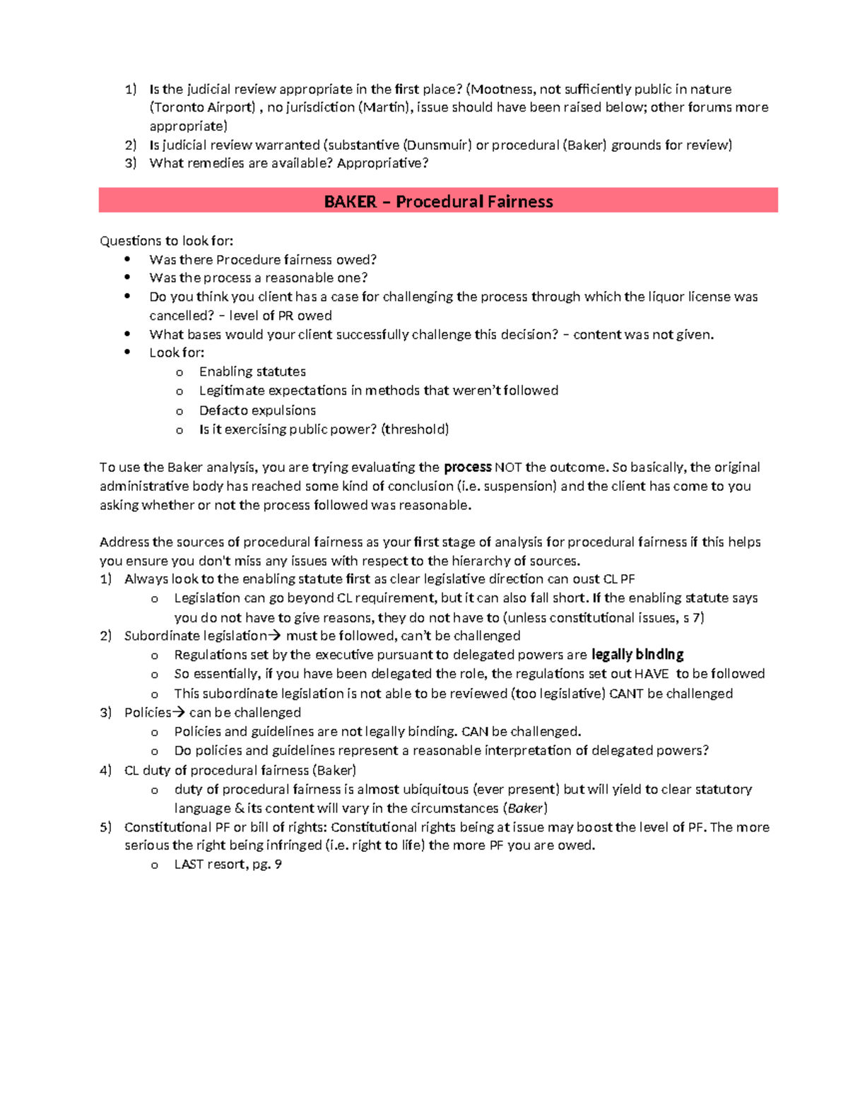 Admin battle CAN - none - 1) Is the judicial review appropriate in the ...