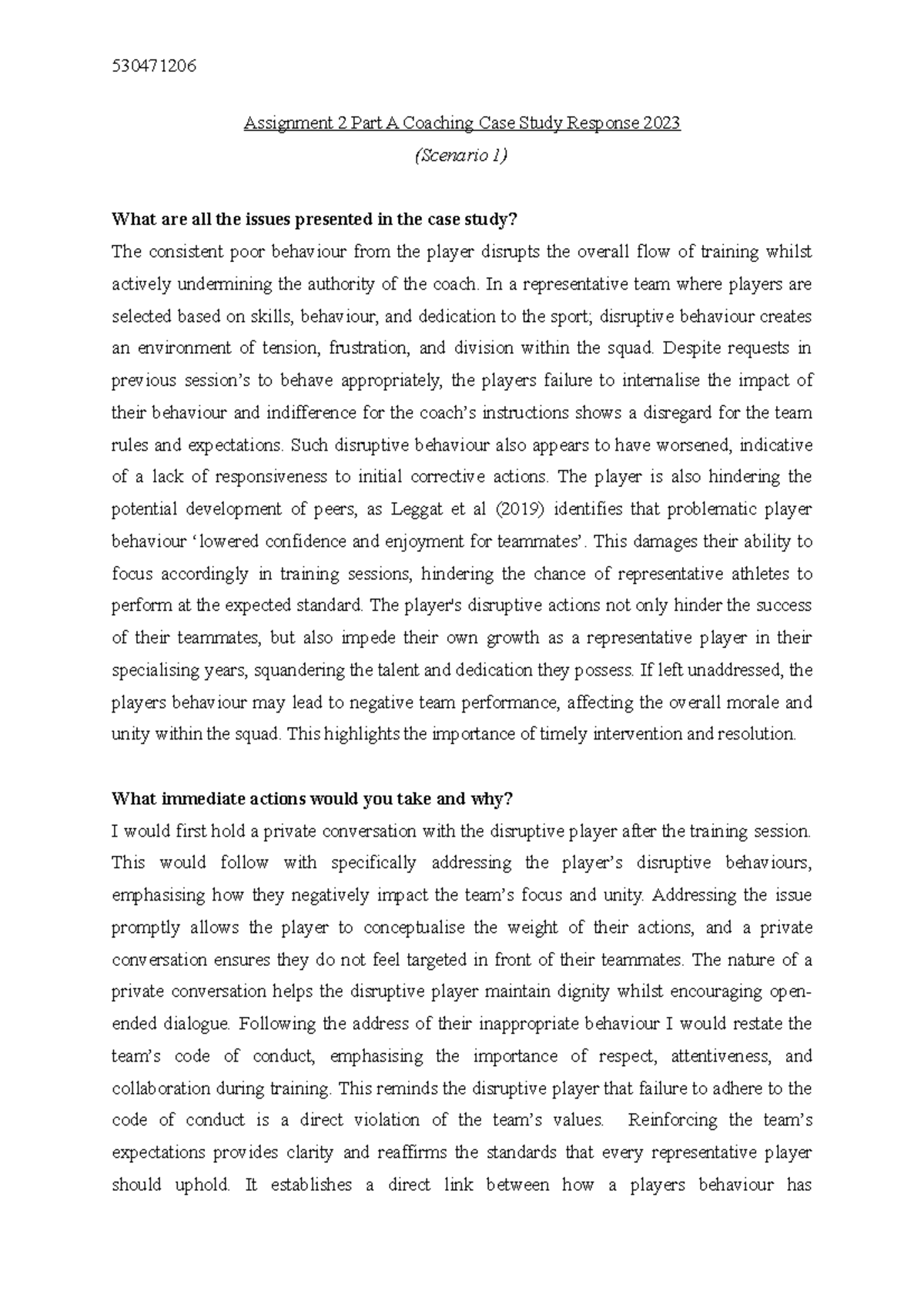 EDGU1005 Assessment 2 - Assignment 2 Part A Coaching Case Study ...