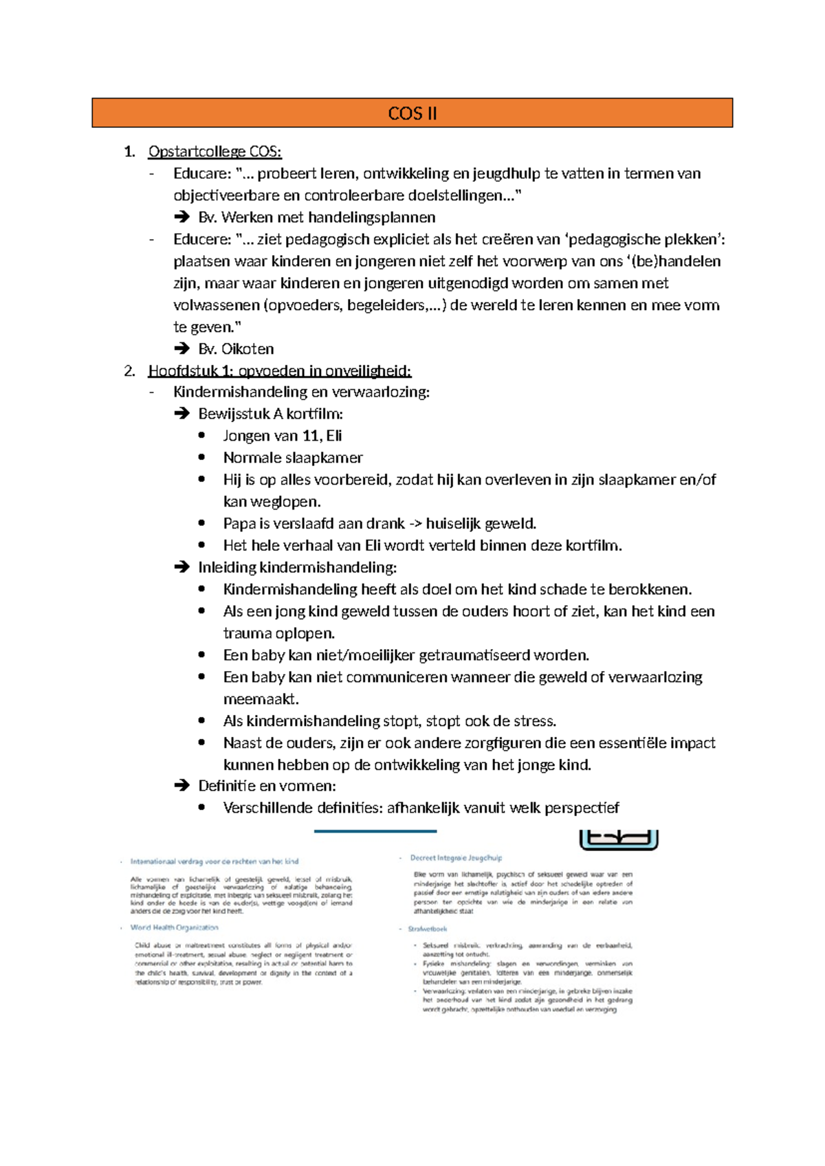 COS II samenvatting - niet volledig - COS II Opstartcollege COS ...