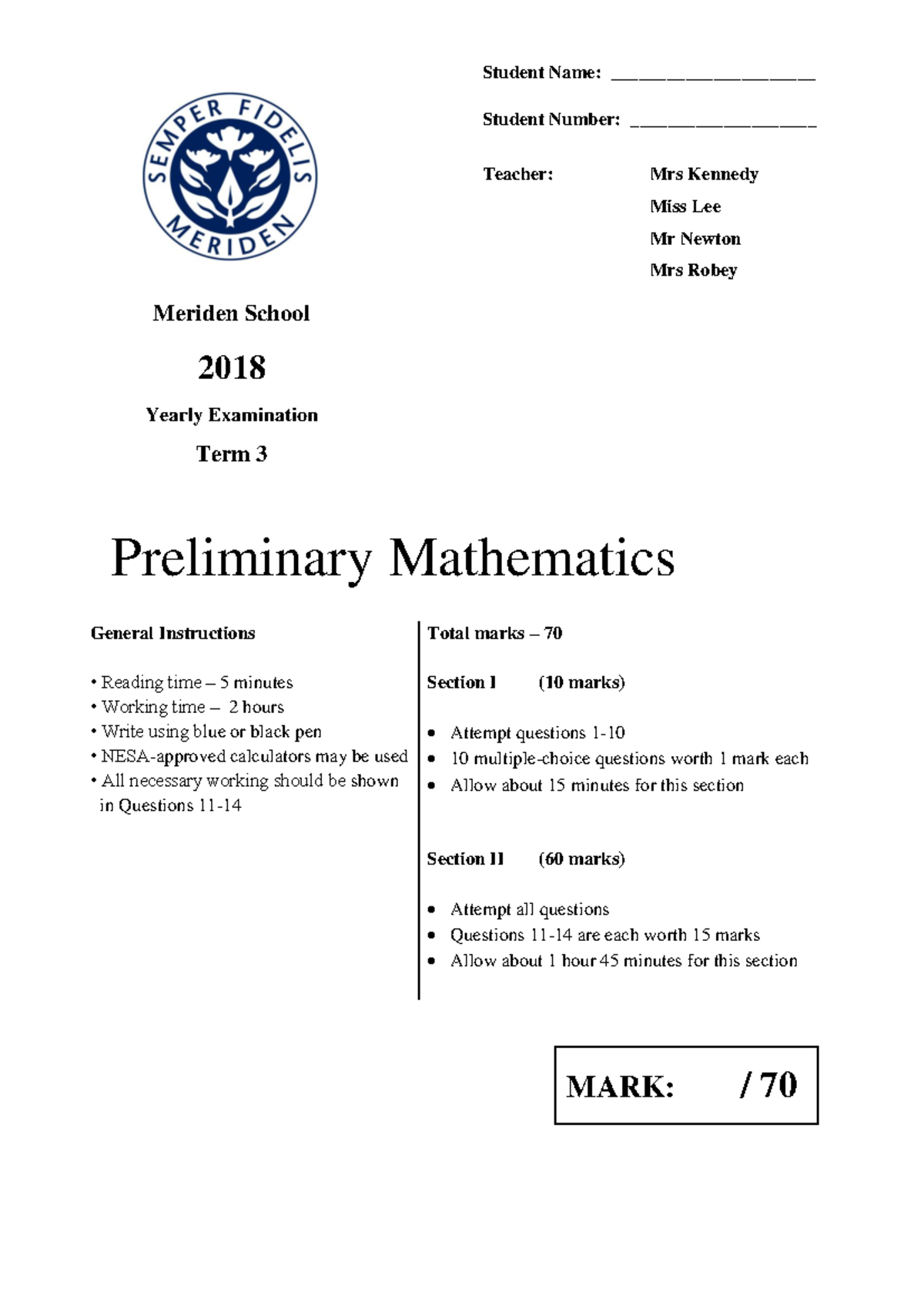 Year 11 Mathematics Yearly 2018 (27-8-18) - Preliminary Mathematics ...