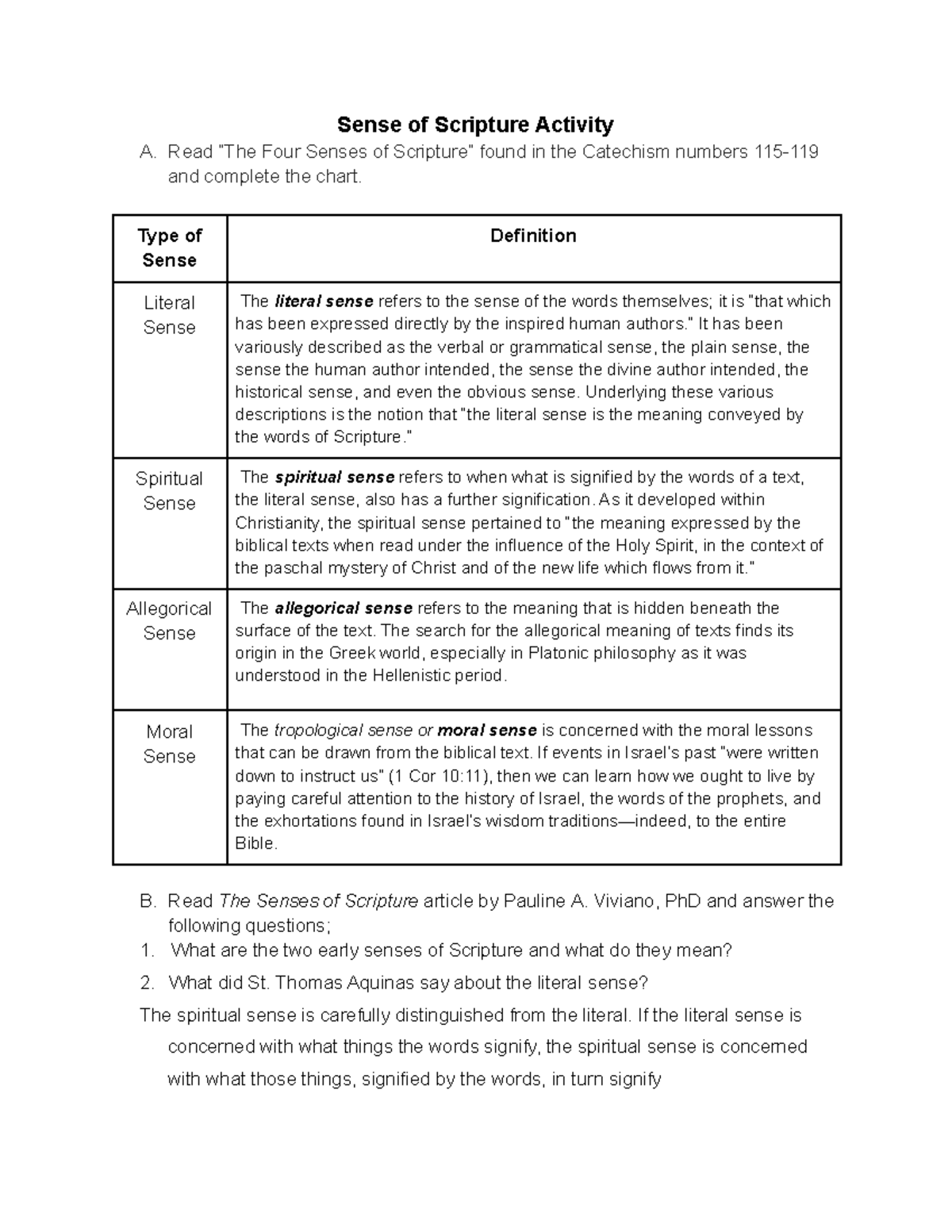 Copy of Copy of Sense of Scripture Activity - Sense of Scripture ...