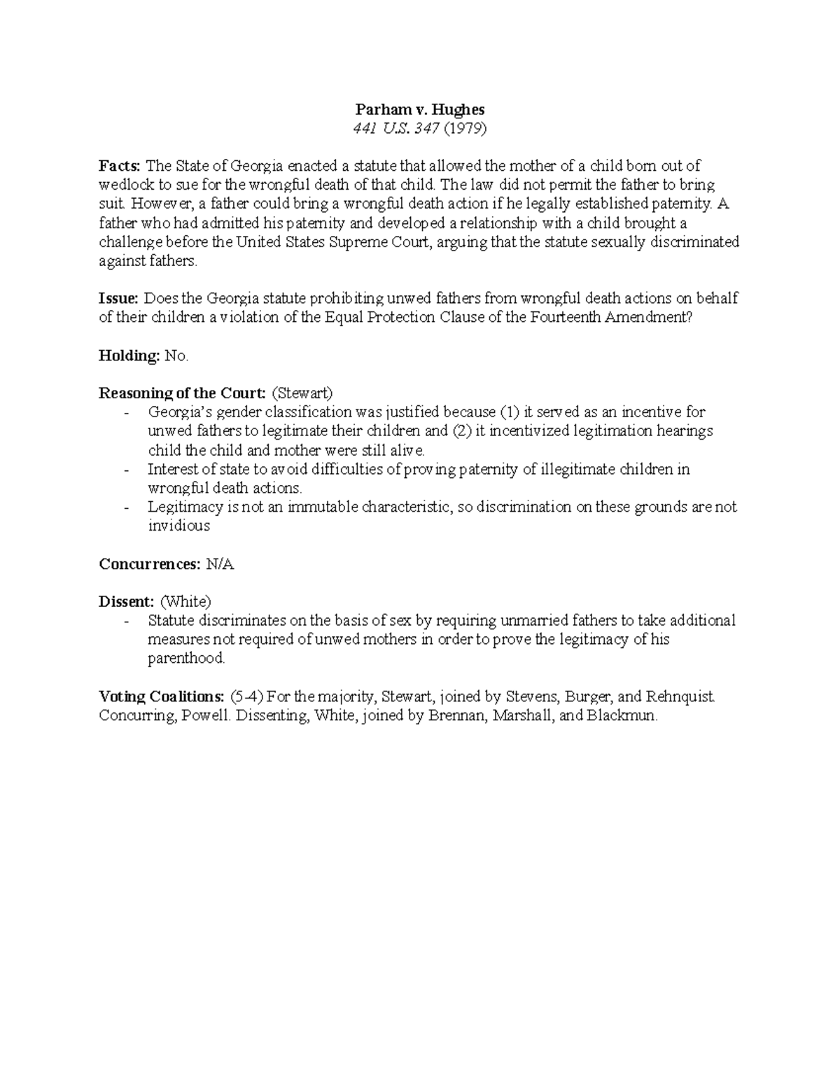 Parham v Hughes - POLS/AAST 356 taught by Professor Kevin Lyles ...