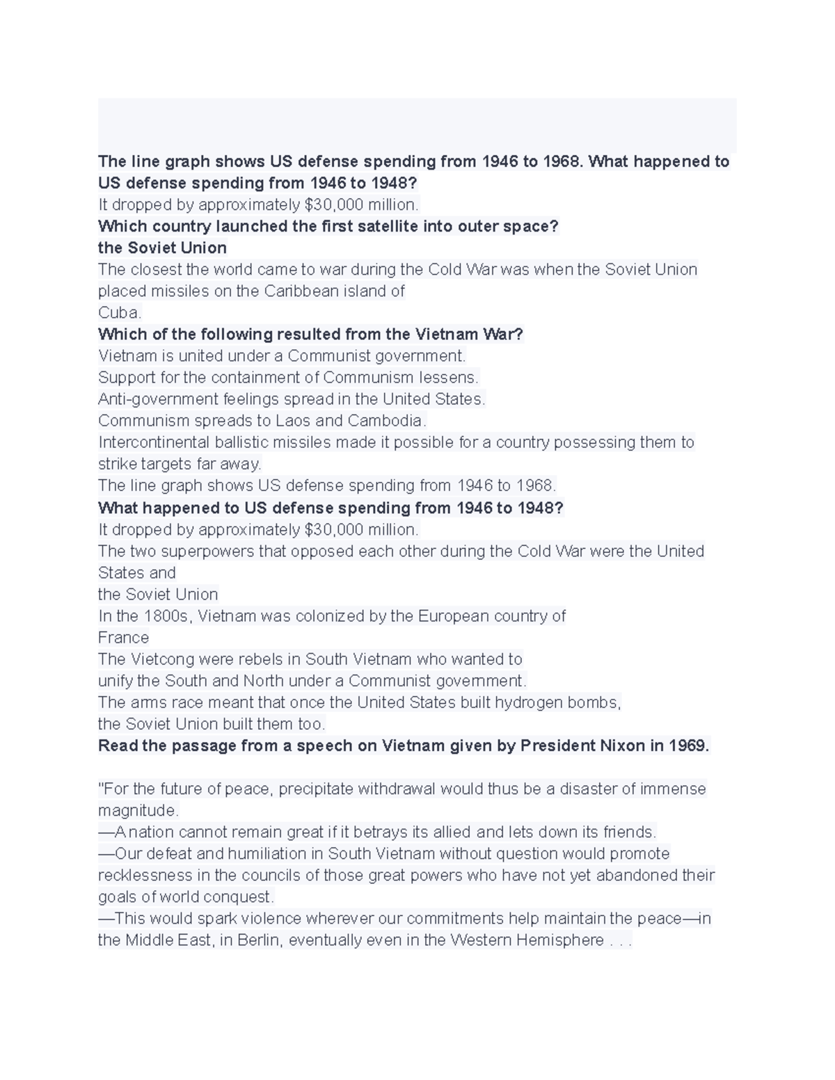 U.S history- WWII and post WWII period - study guide with answers - The ...