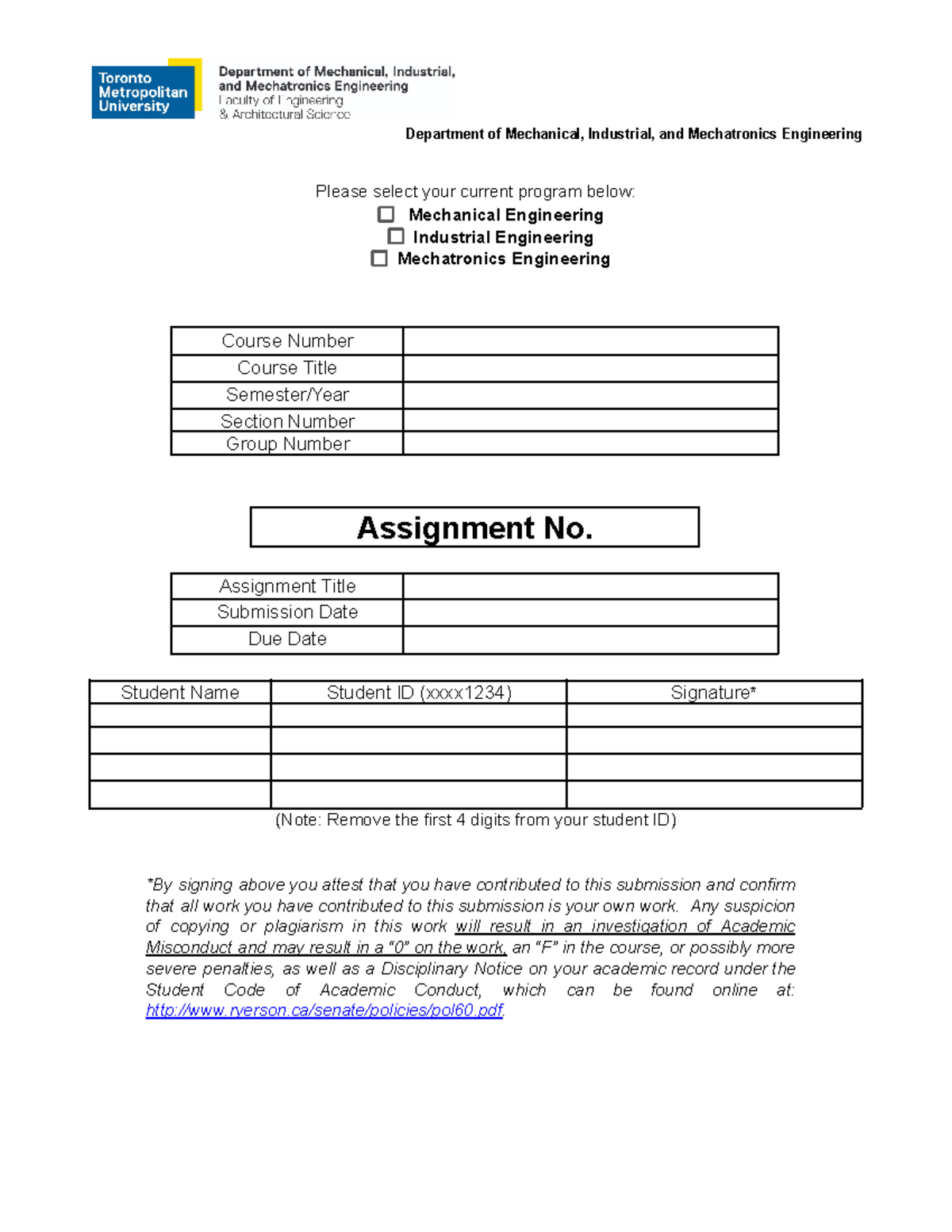 Assignments Cover Page - Department of Mechanical, Industrial, and ...