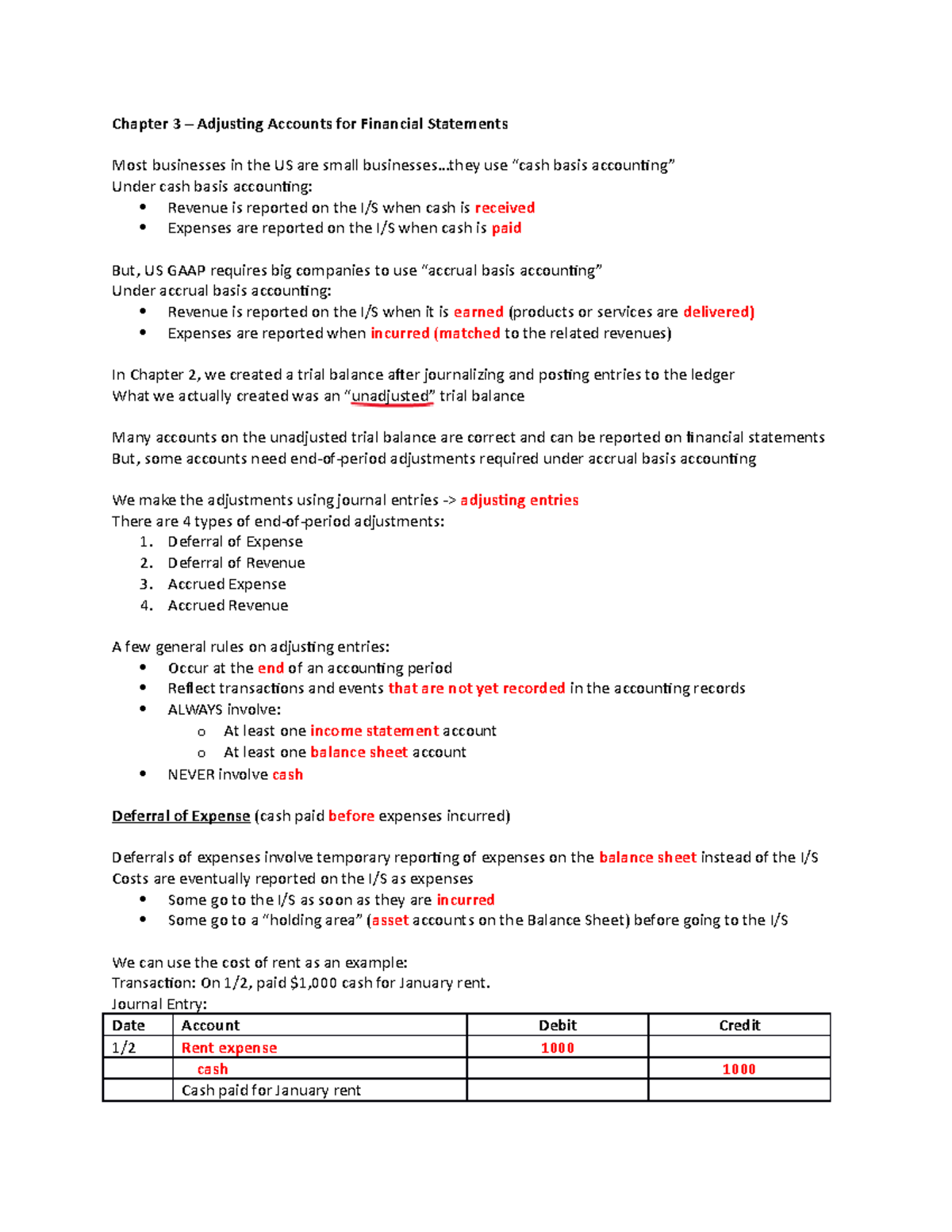 Chapter 3 accy notes - Chapter 3 – Adjusting Accounts for Financial ...