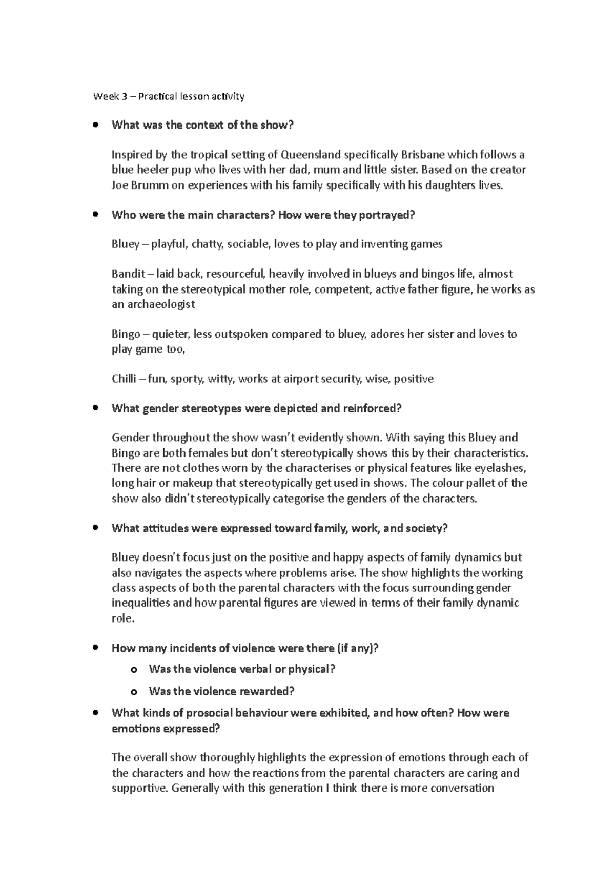 Week 3 – Practical lesson activity - Week 3 – Practical lesson activity ...