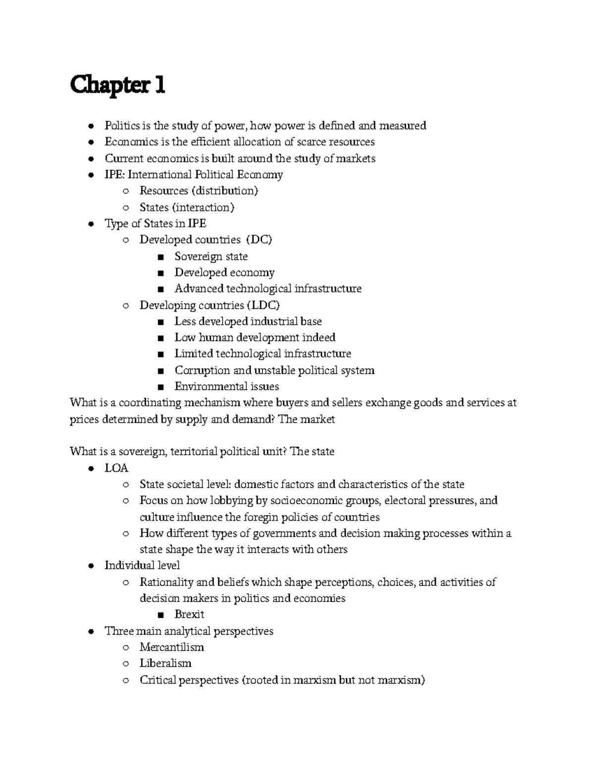 POL Chapter 1 - Lecture notes 1 - Chapter 1 Politics is the study of ...