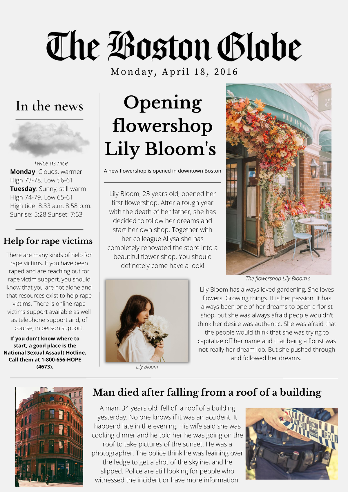 Newspaper Engels - n the news Monday, April 18, 2016 Twice as nice ...