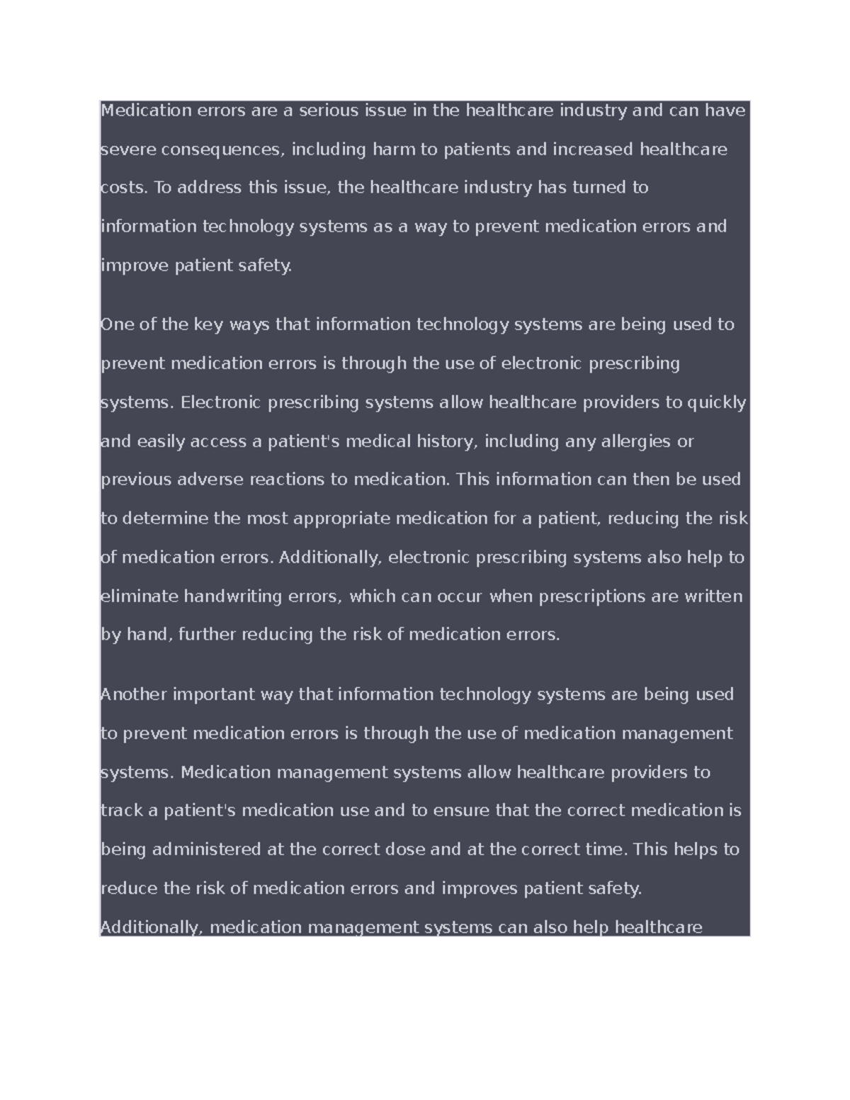 Medication errors - Lecture Notes - Medication errors are a serious ...