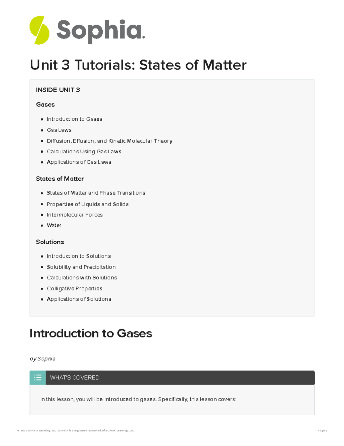 Unit 3 tutorials states of matter - Unit 3 Tutorials: States of Matter ...