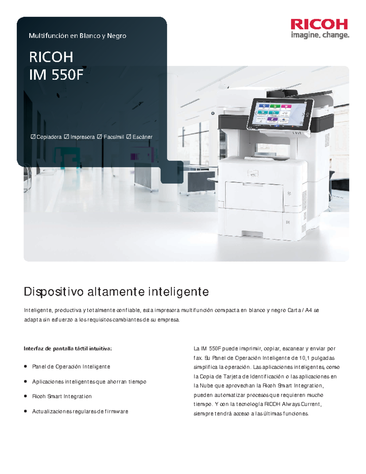 IM 550F spec sheet es la - PRUEBA - Multifunción en Blanco y Negro RICOH IM 550F Disposit ivo ...