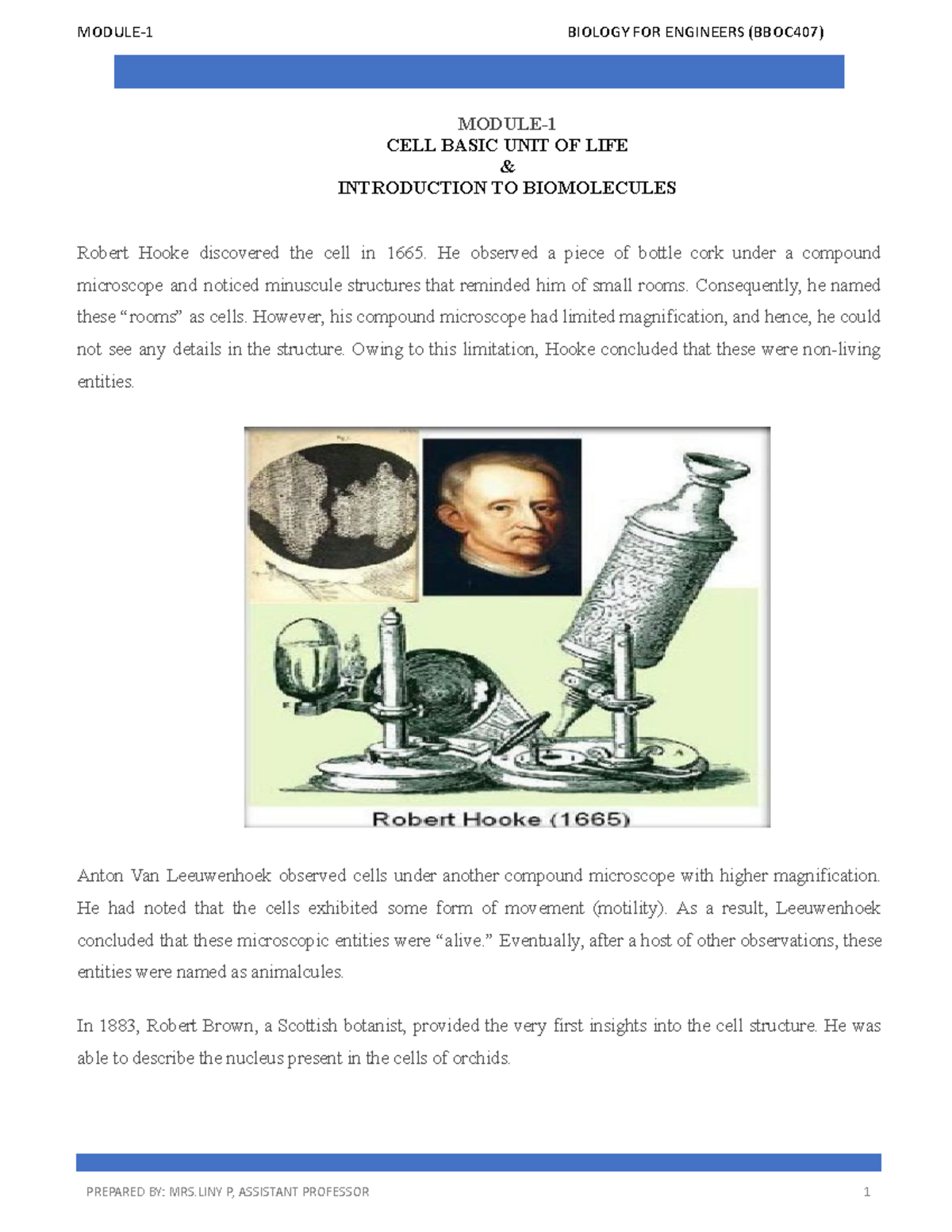 Module 1 Biomolecules - MODULE- CELL BASIC UNIT OF LIFE & INTRODUCTION ...