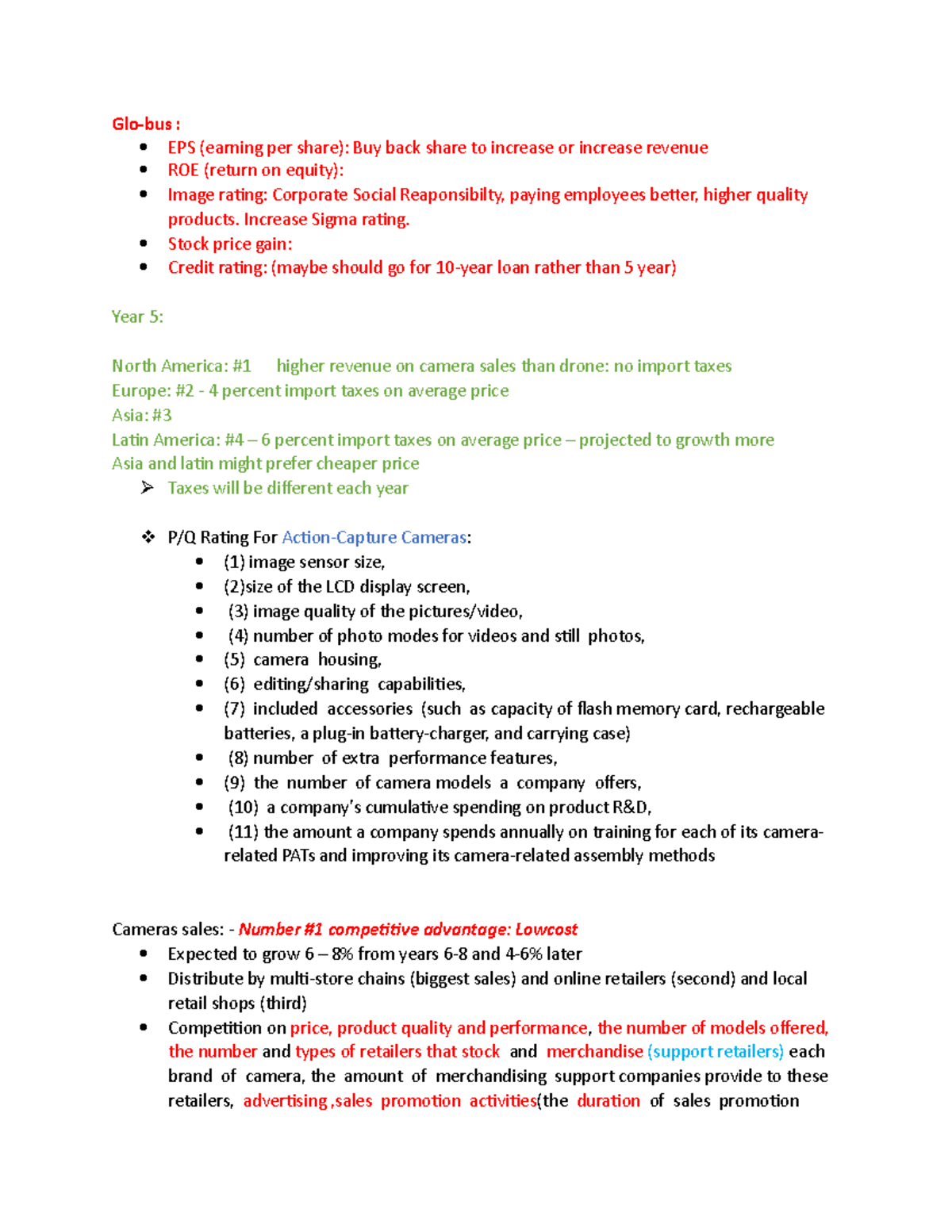 Glo-bus participant guide summarizing - Glo-bus : EPS (earning per ...