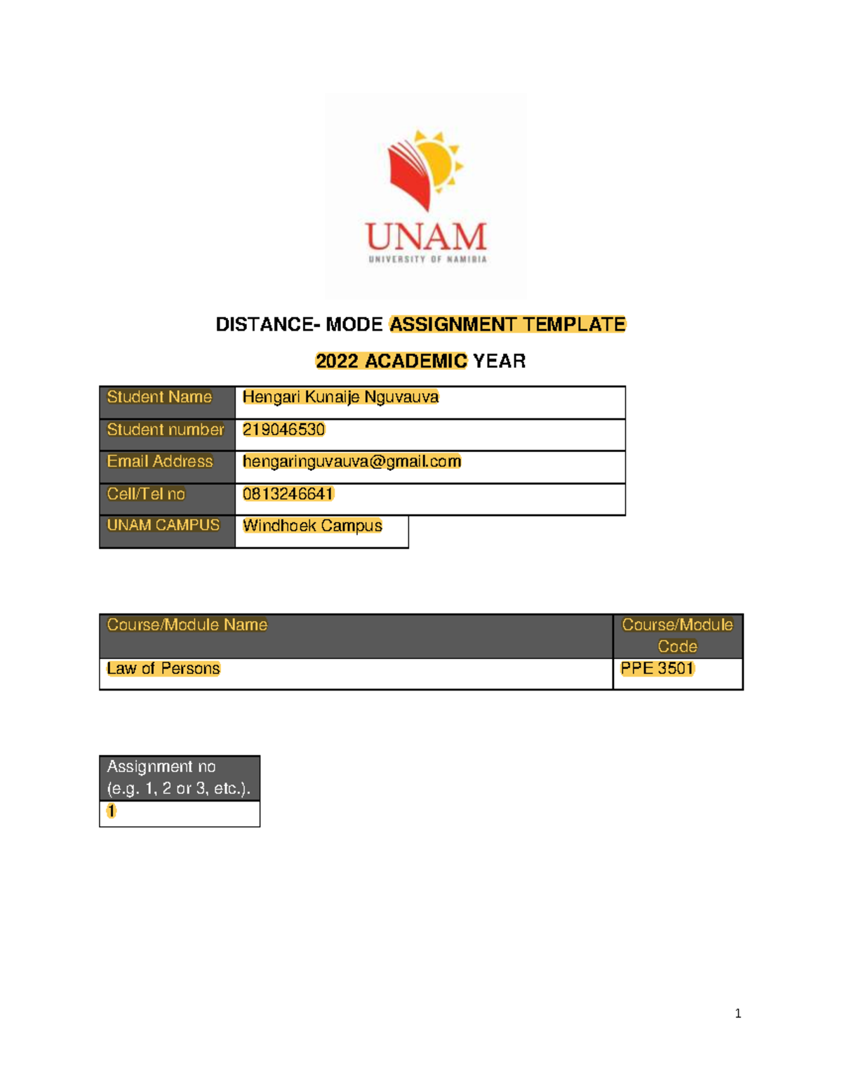 Assignment 1 - DISTANCE- MODE ASSIGNMENT TEMPLATE 2022 ACADEMIC YEAR ...