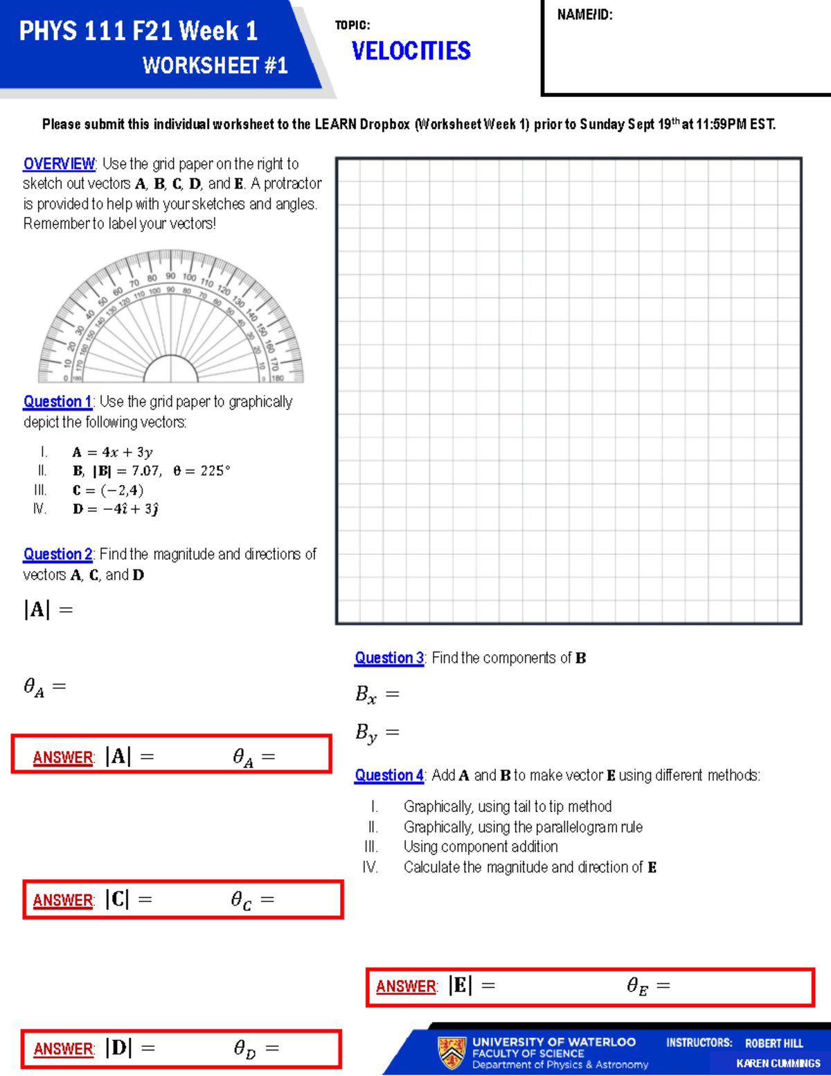 PHYS111 F21 Week1-Worksheet 01 - VELOCITIES PHYS 111 F21 Week 1 ...
