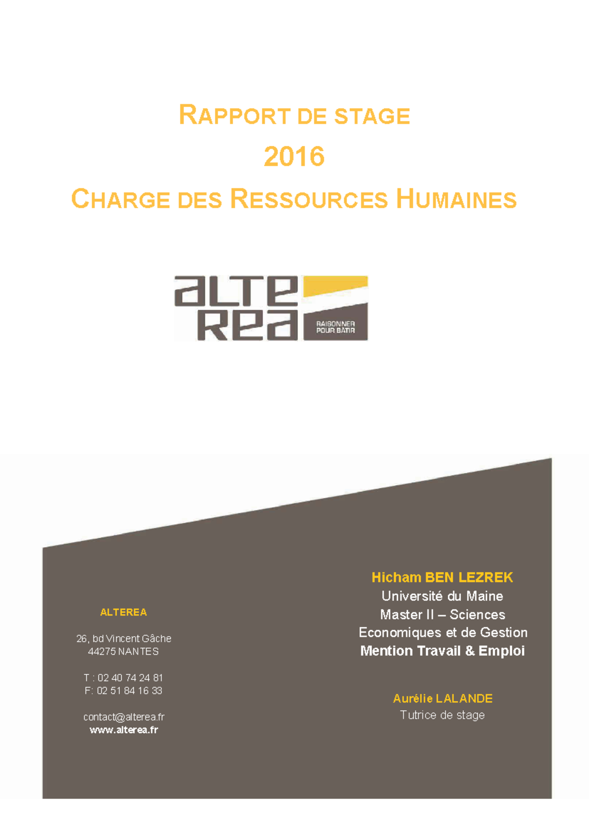 M2 ECO 16 BEN - RAPPORT DE STAGE 2016 CHARGE DES RESSOURCES HUMAINES ...