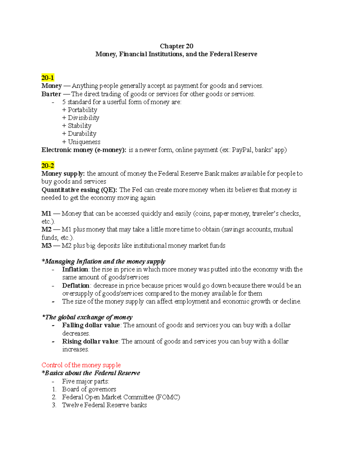Chapter 20 - Understanding Business - Chapter 20 Money, Financial ...