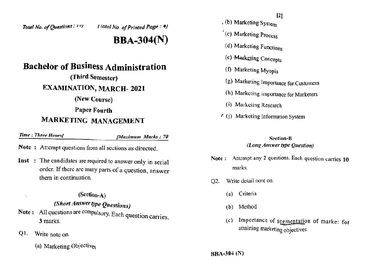 Bba 3 sem marketing management bba 304 n mar 2021 - Maths Formulas Chapter wise - Studocu