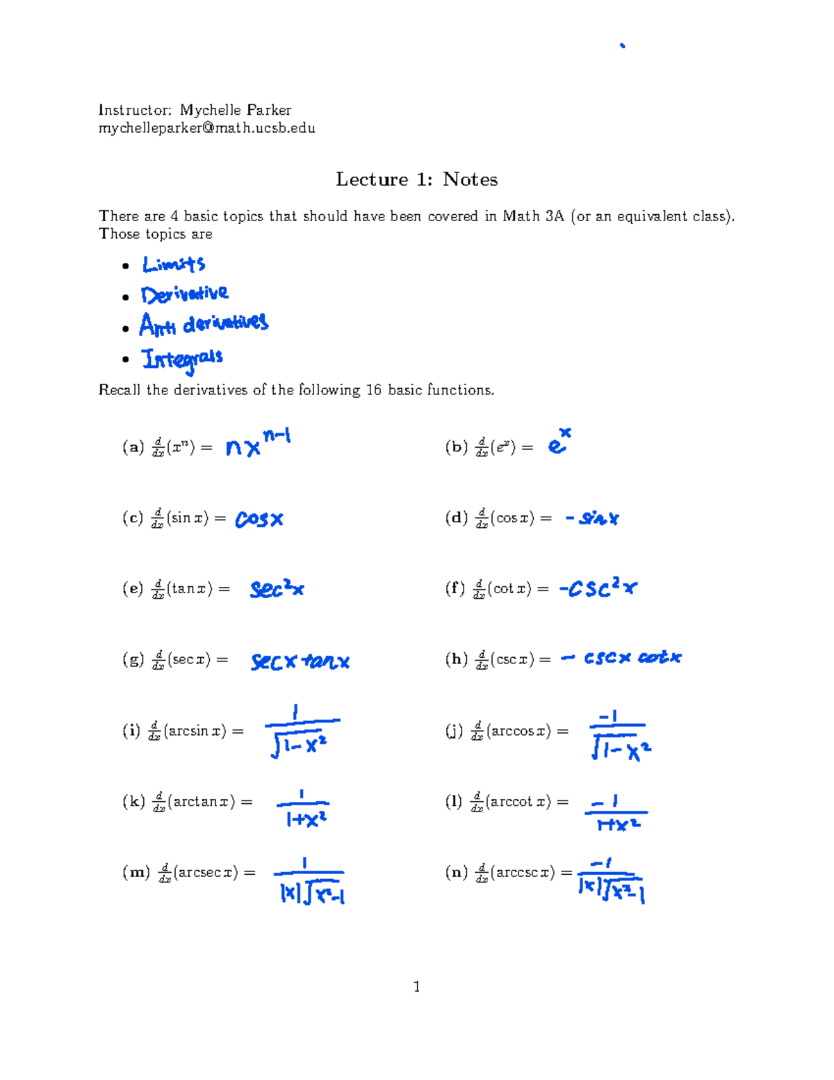 Lecture 1 Notes ugdghcgcgh - Instructor: Mychelle Parkermychelleparker ...