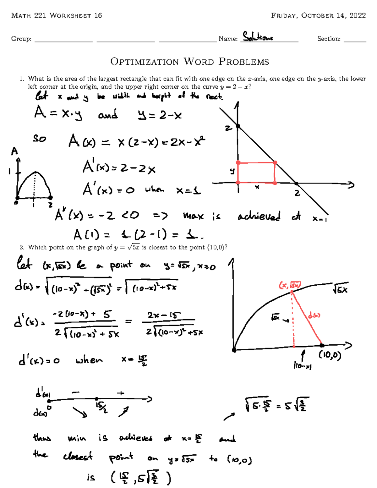 WS16 101422 sol fixed - Solution for Worksheet 16 - Math 221 Worksheet ...