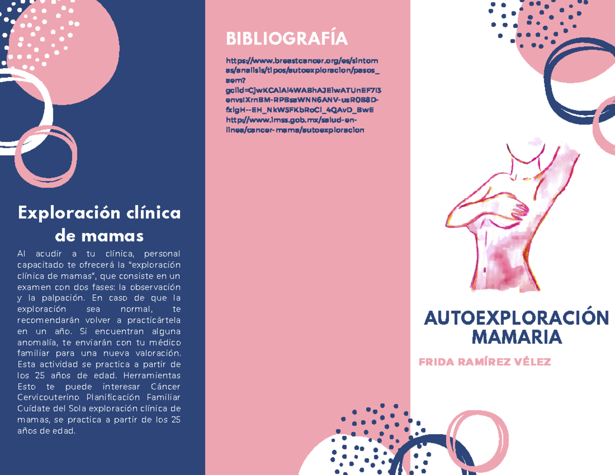 Exploración de mama - Apuntes 1 - AUTOEXPLORACIÓN MAMARIA FRIDA RAMÍREZ ...