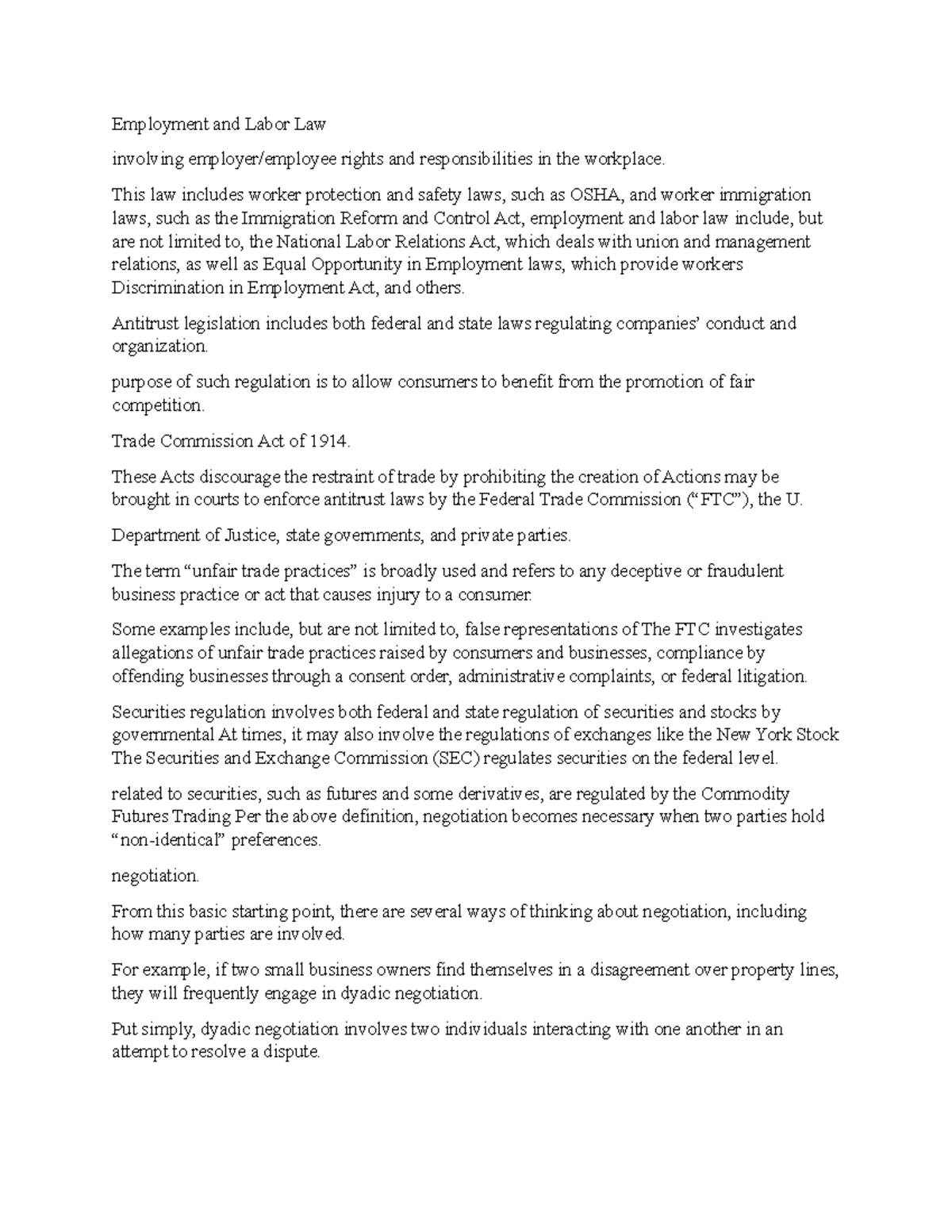 Employment and Labor Law - Employment and Labor Law involving employer ...