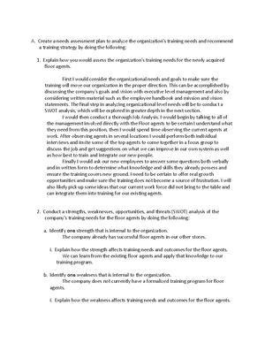 D353 Task 1 - Task 1 - 1 D353: Strategic Training and Development Task ...