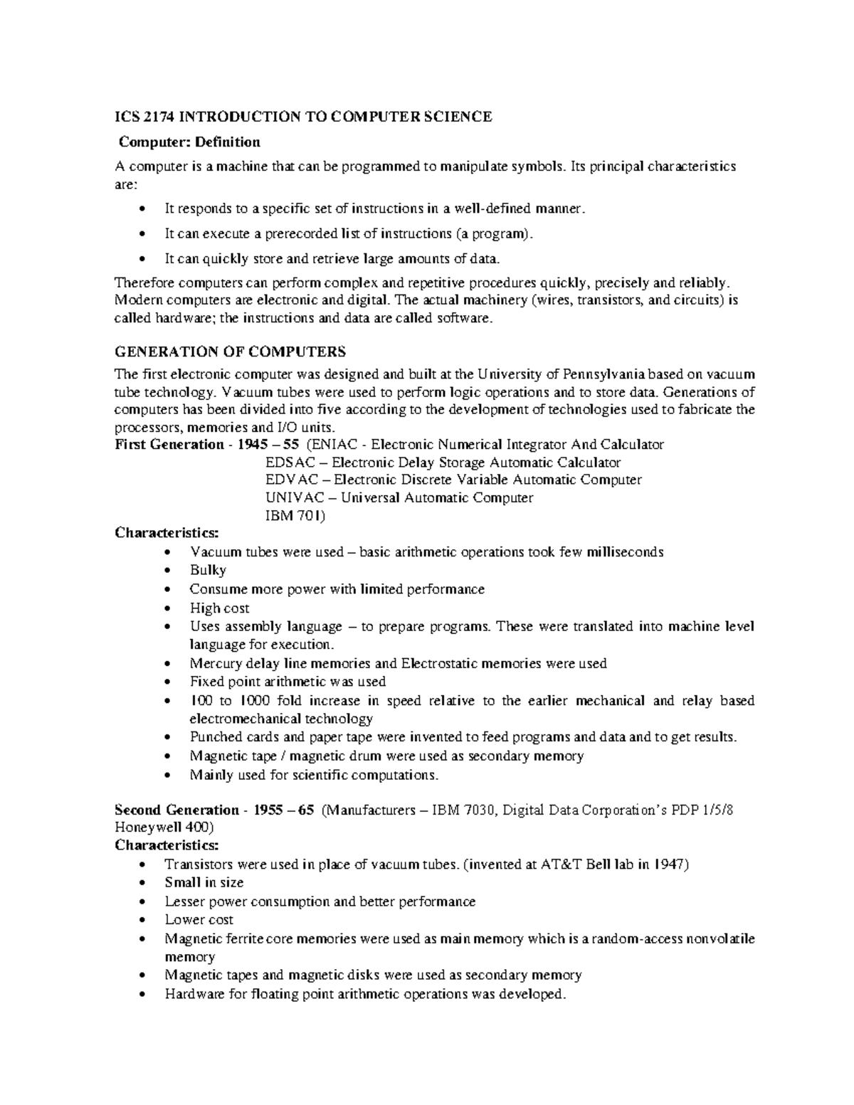 Ics 2174 Introduction To Computer Science Notes Gegis Ics 2174 Introduction To Computer 