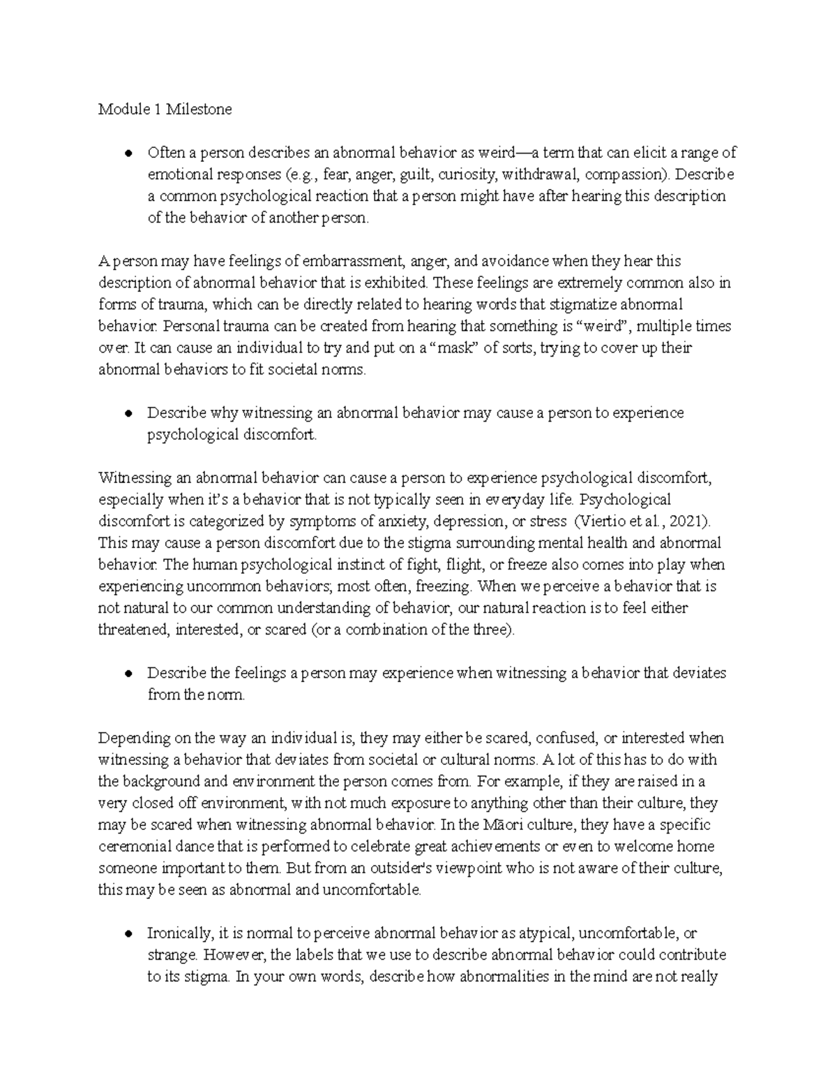 Module 1 Milestone - Module 1 Milestone Often a person describes an ...