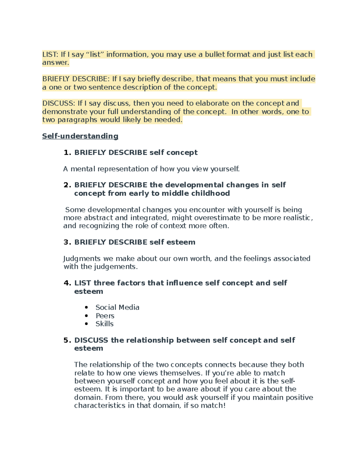 Exam 3 - Exam #3 answers. - LIST: If I say “list” information, you may ...