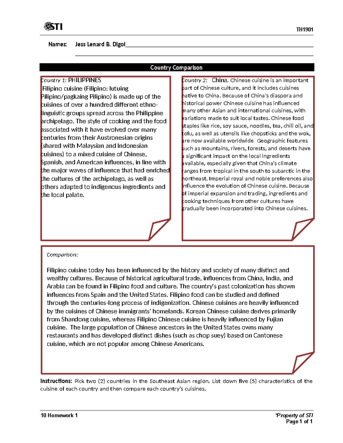 10 Homework 1(2) digol - quiz - Country 1: PHILIPPINES Filipino cuisine ...
