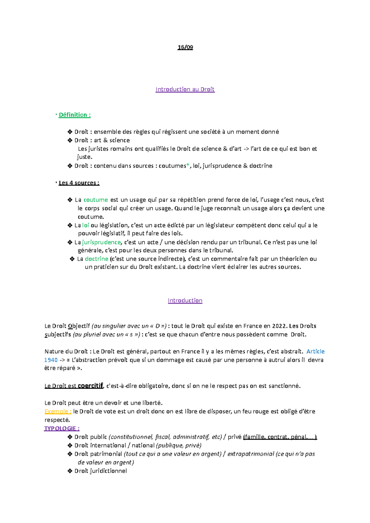 Cours complet - histoire du droit - 16/ Introduction au Droit ∙ ...