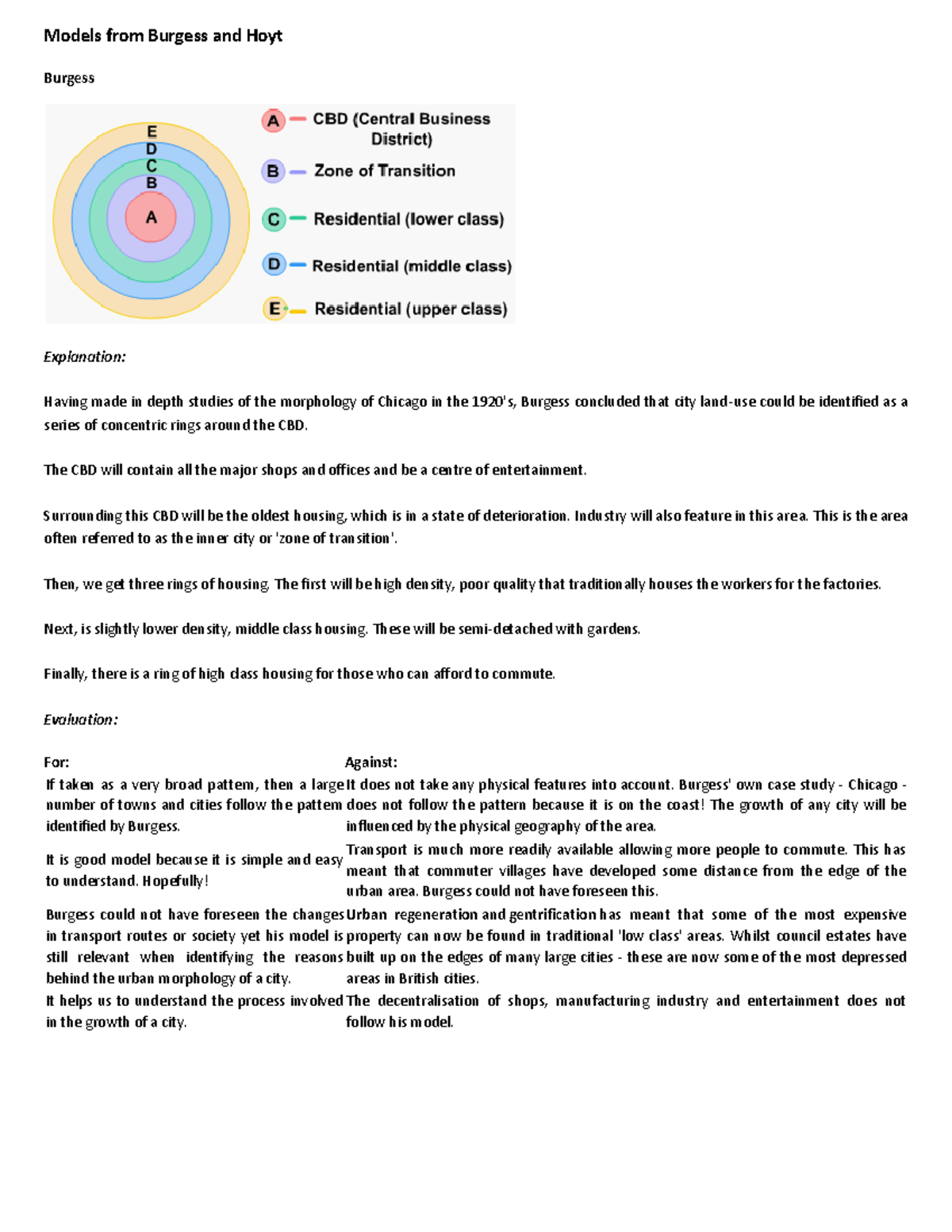 153331178-Geography-Notes - Models from Burgess and Hoyt Burgess ...